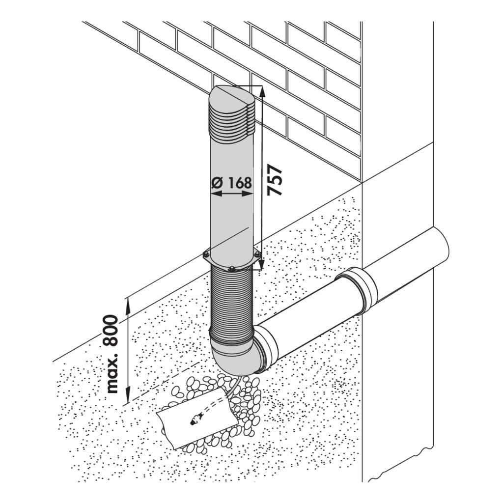 COMPAIR Tower Edelstahl-Luftauslass inkl. Thermobox und Kondensablauf