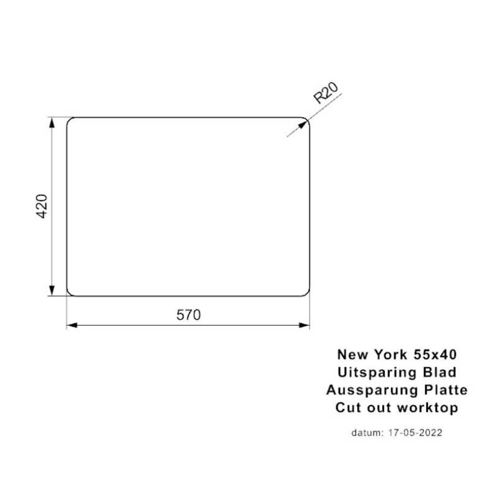 Edelstahlbecken für die Küche New York 55x40