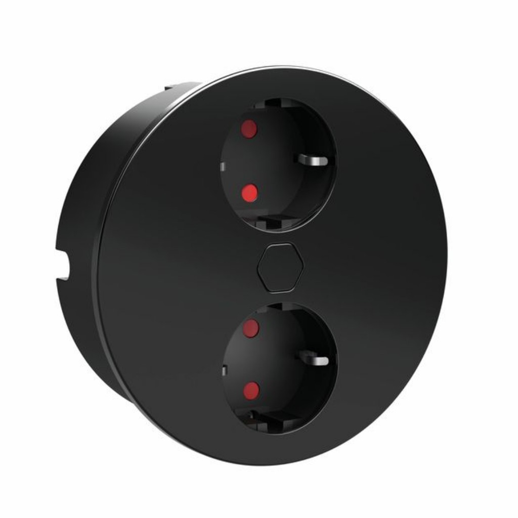 Duplex E Doppelsteckdose rund in Edelstahl, oder schwarz matt