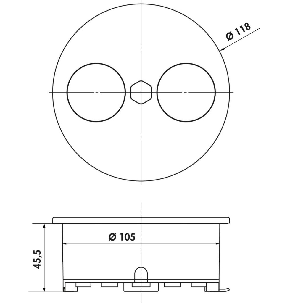 Duplex E Doppelsteckdose rund in Edelstahl, oder schwarz matt