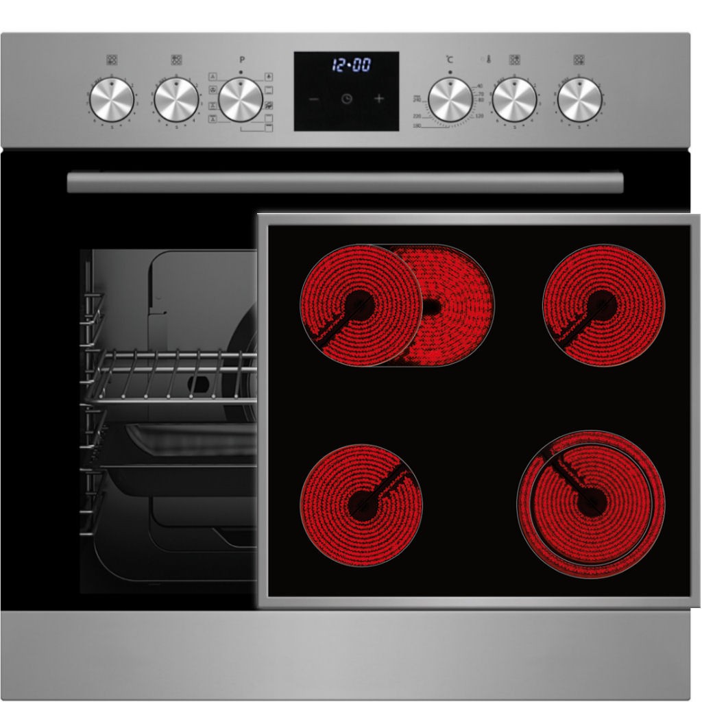 Einbauherd-Set mit Glaskeramik-Kochfeld, 60L Backofen